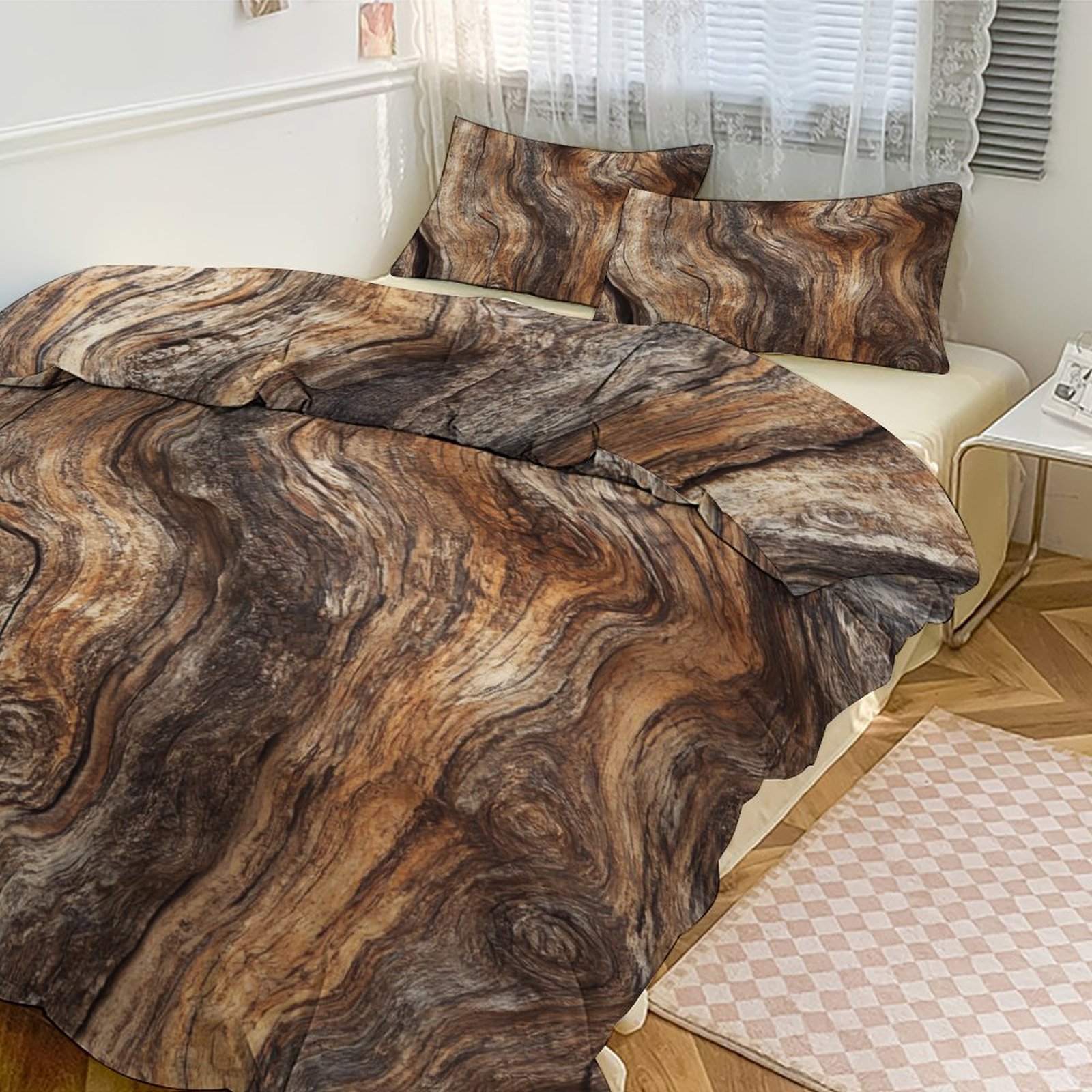 Wood Grain Texture Bedding Set with Zipper Closure for Girls & Boys ...