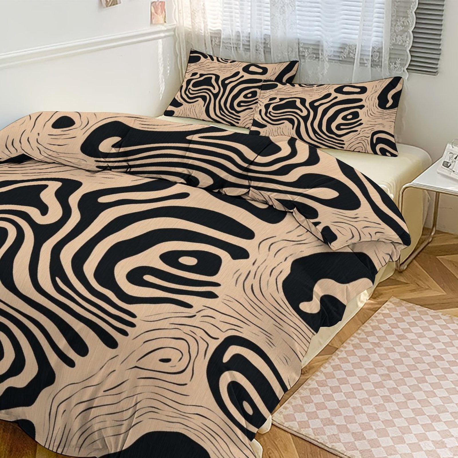 Wood Grain Texture Bedding Set with Zipper Closure for Girls & Boys ...