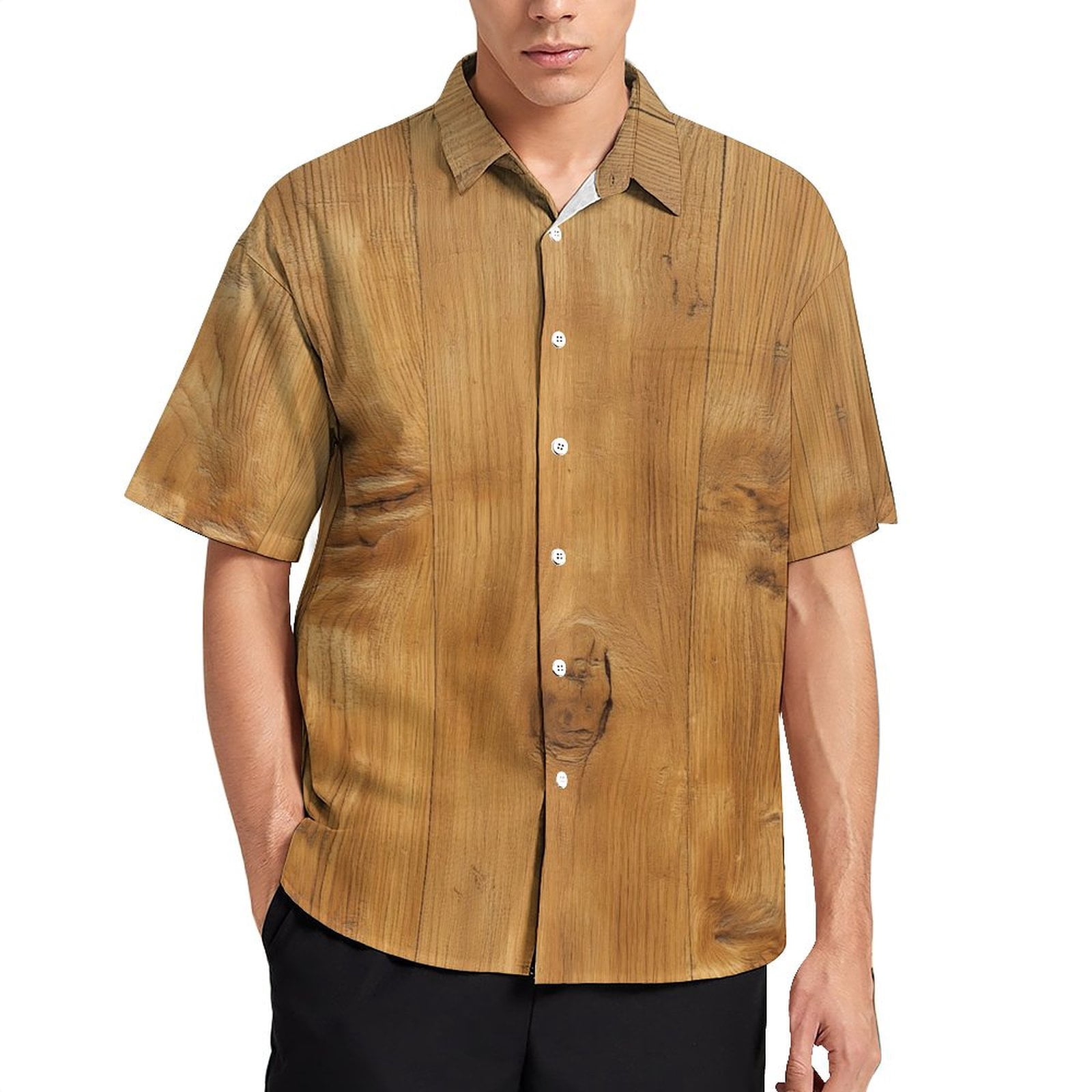 Wood Grain Texture Men's Shirt Short Sleeves Printed Button Down Summer ...