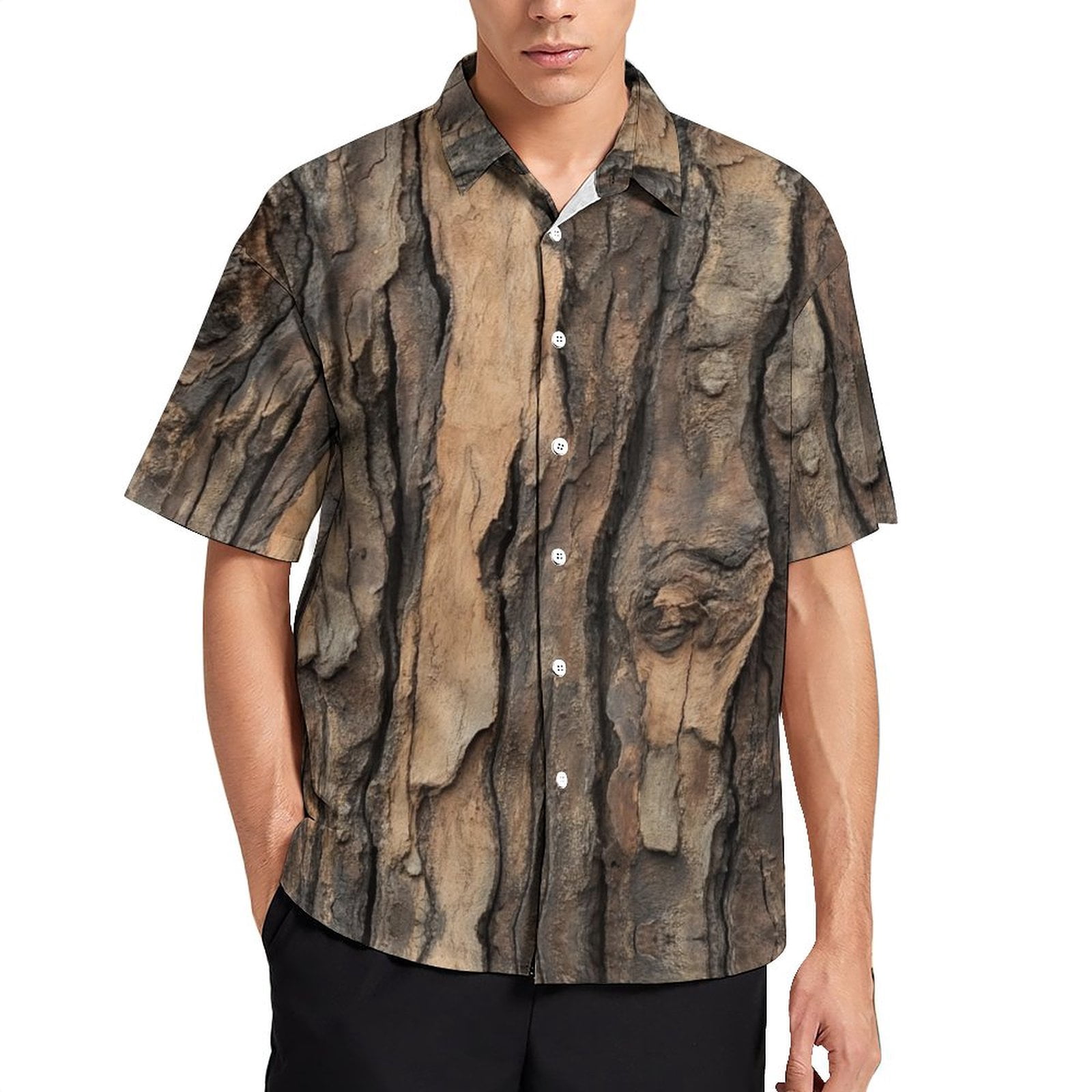 Wood Grain Texture Men's Shirt Short Sleeves Printed Button Down Summer ...