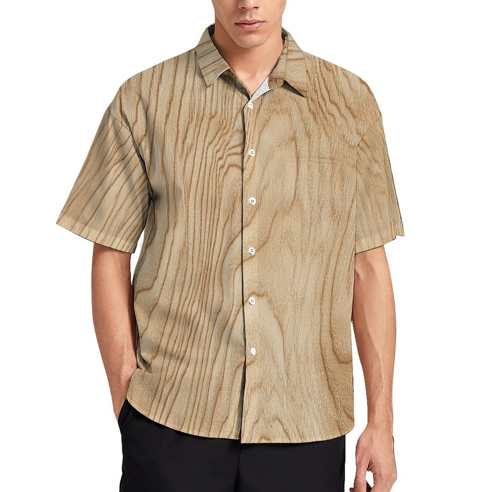 Wood Grain Texture Men's Shirt Short Sleeves Printed Button Down Summer ...
