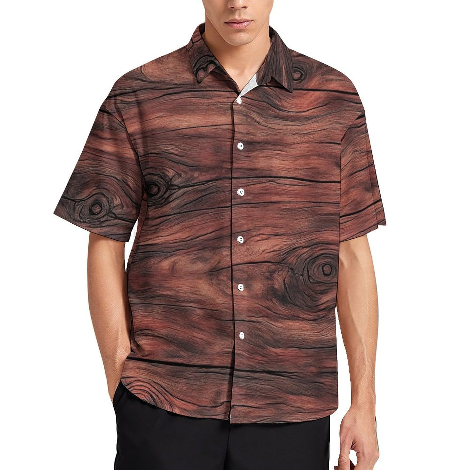 Wood Grain Texture Men's Shirts Short Sleeve Casual Shirts Button Down ...