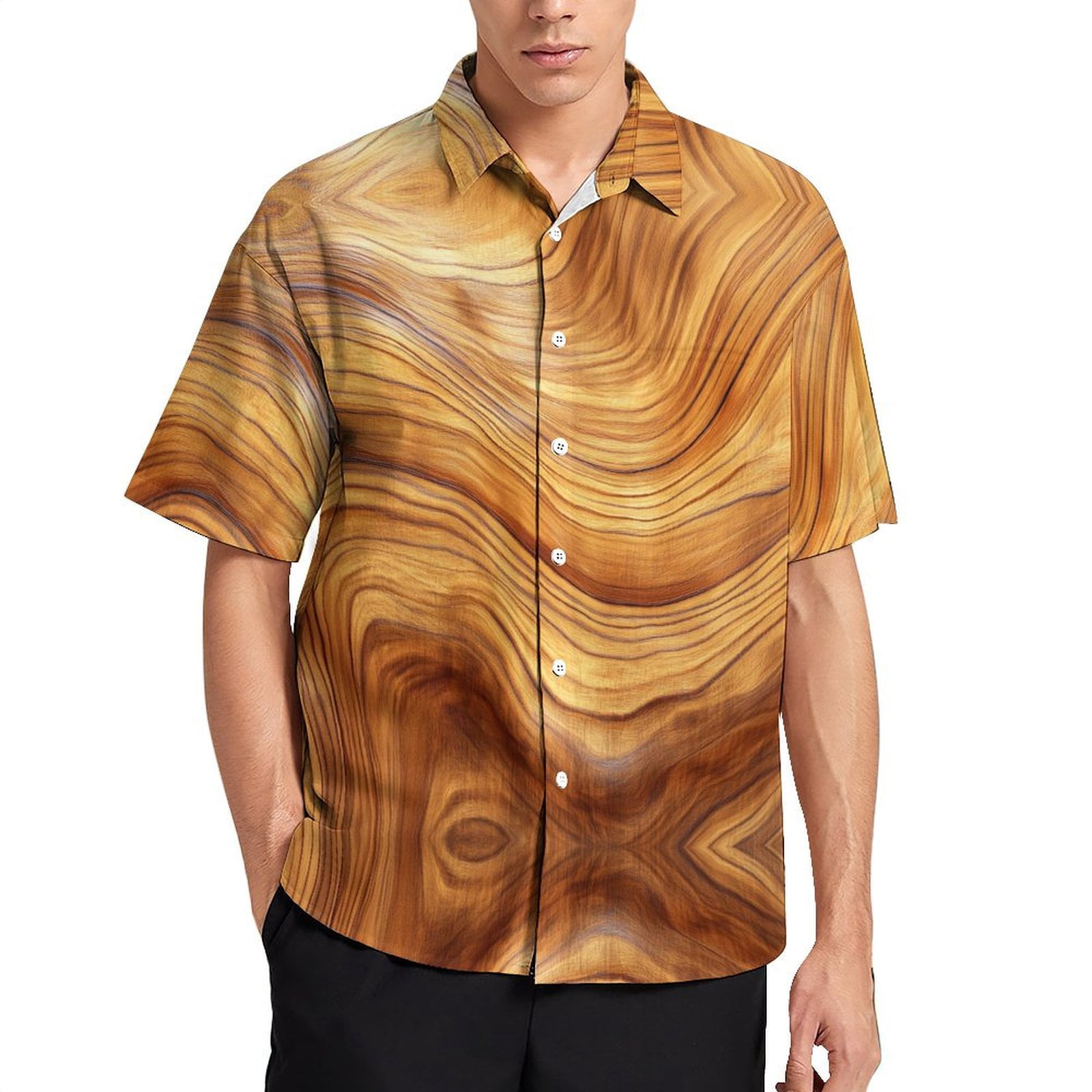 Wood Grain Texture Men's Shirts Short Sleeve Casual Shirts Button Down ...
