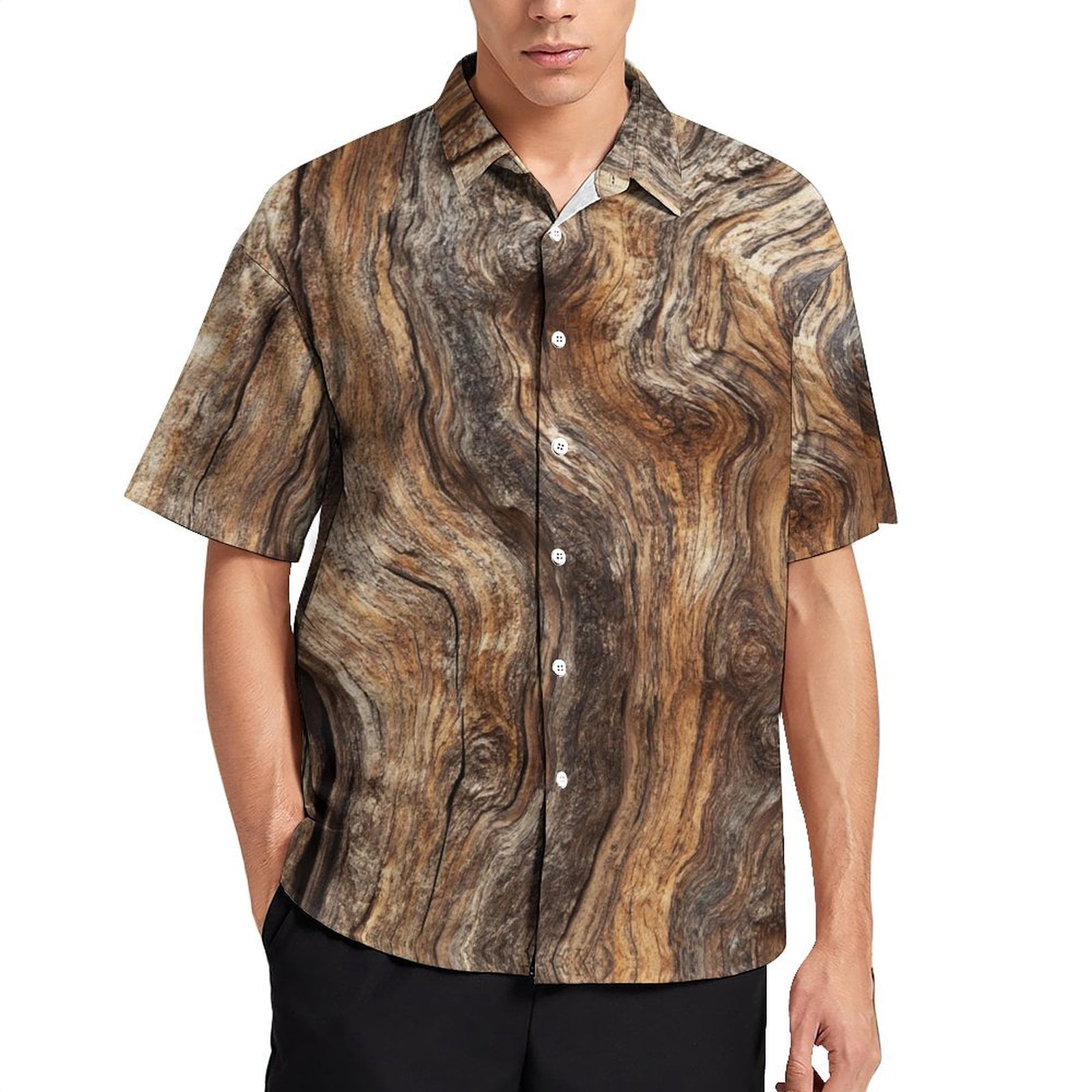 Wood Grain Texture Men's Shirts Short Sleeve Casual Shirts Button Down ...