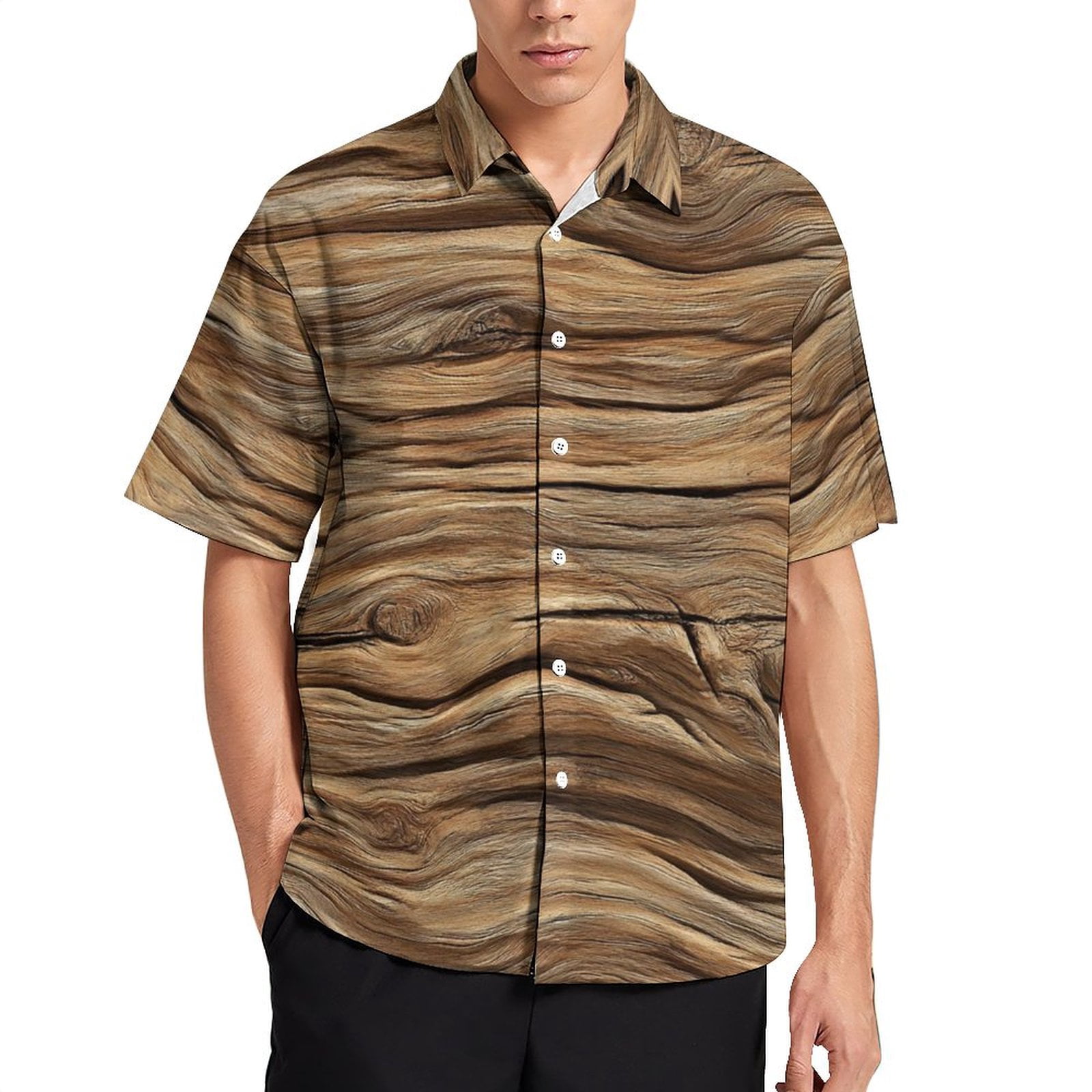 Wood Grain Texture Men's Shirts Short Sleeve Casual Shirts Button Down ...