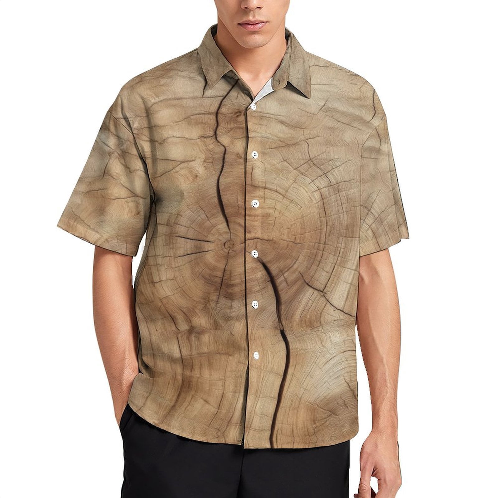 Wood Grain Texture Men's Shirts Short Sleeve Casual Shirts Button Down ...