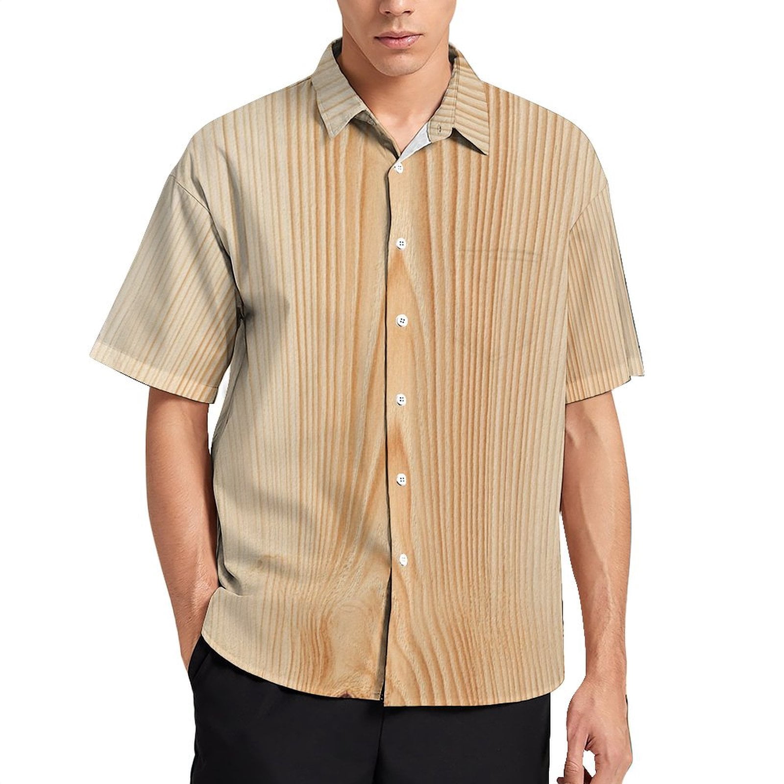 Wood Grain Texture Men's Shirts Short Sleeve Casual Shirts Button Down ...