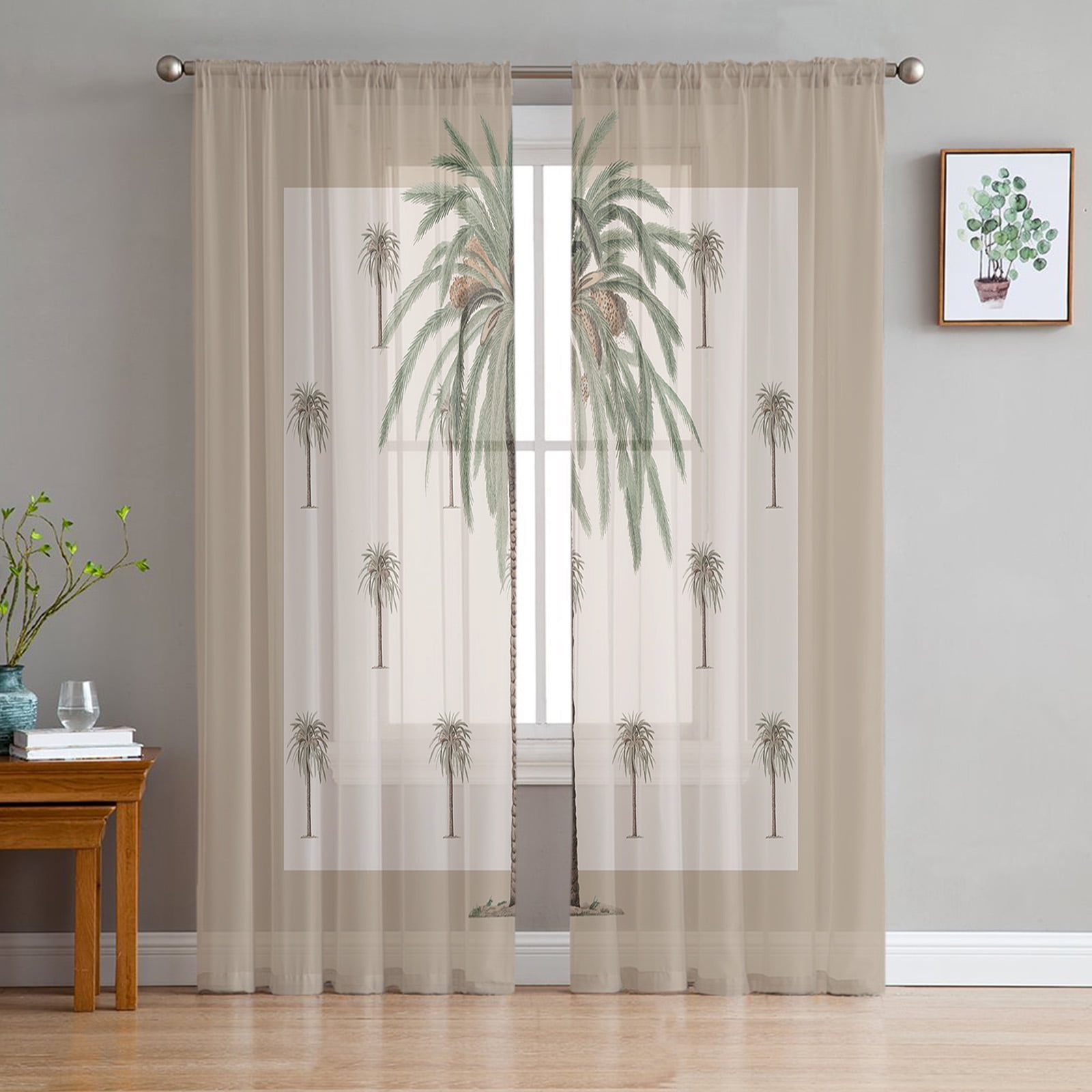Wood Grain Tropical Palm Tree Curtains For Living Room Baby Bedroom ...