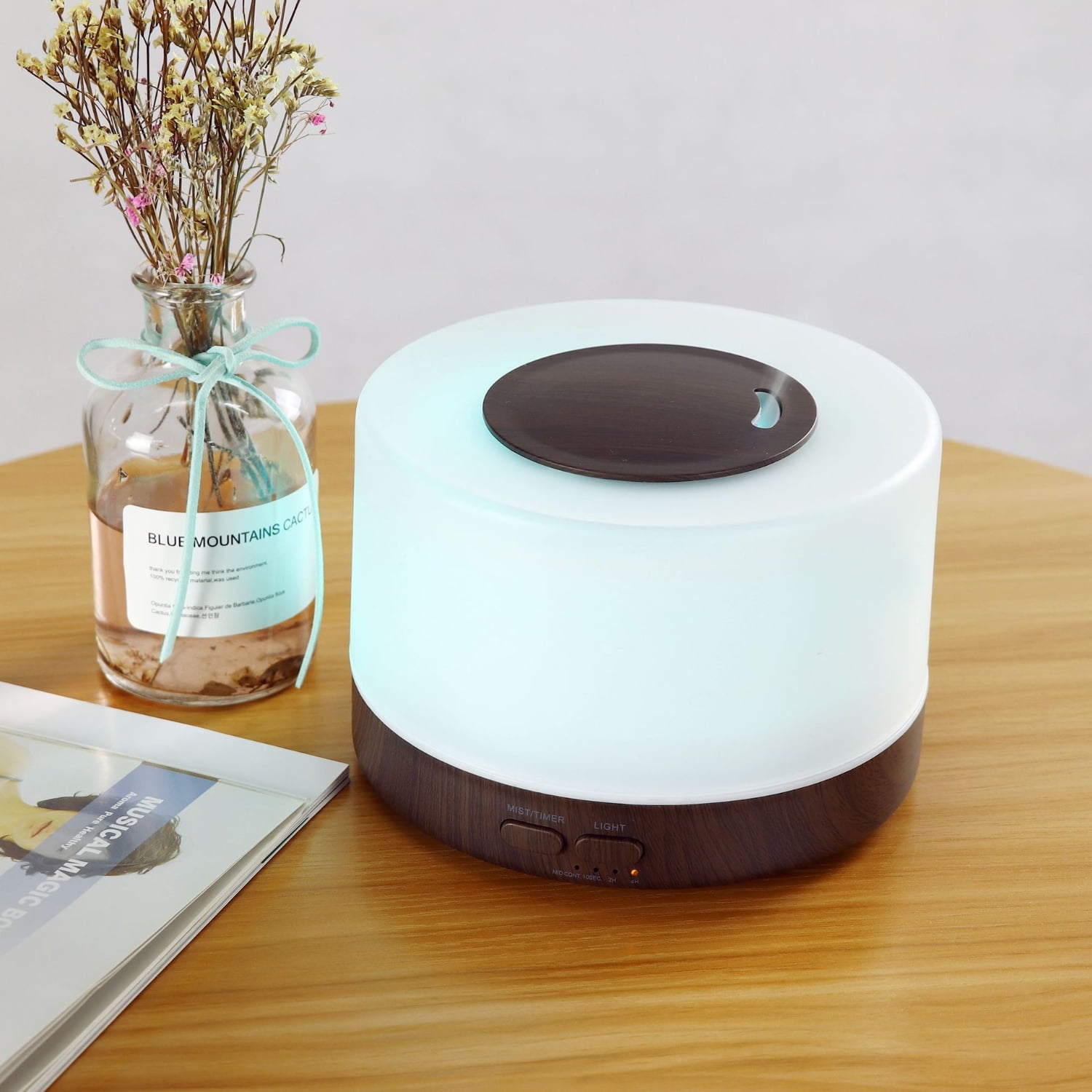 Wood Grain USB Humidifier & Oil Diffuser with Timer Night Light Top ...