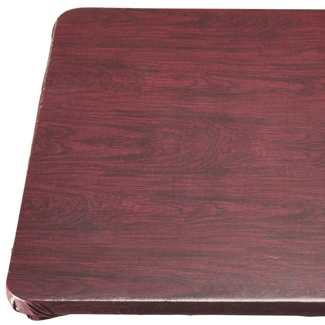Wood Grain Vinyl Elasticized Banquet Table Cover, Crafted With Wipe ...