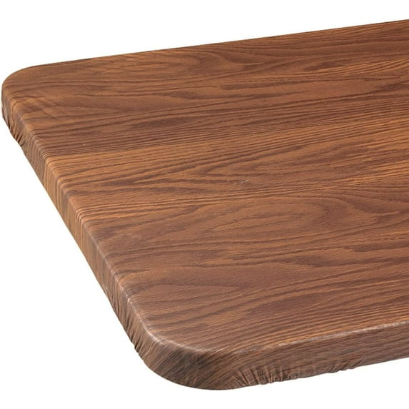 Wood Grain Vinyl Elasticized Banquet Table Cover, Soft Fleece Back ...