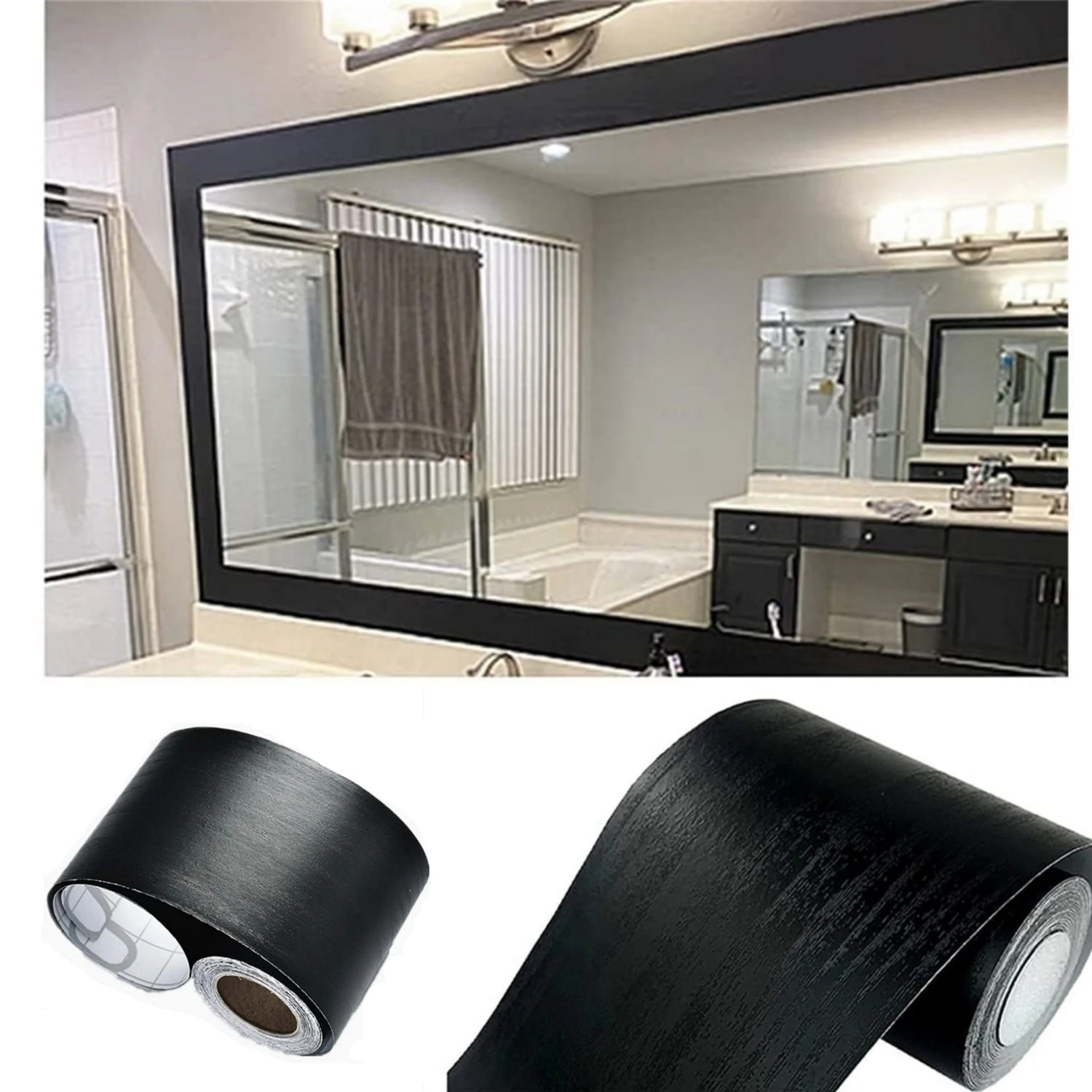 Wood Grain Wallpaper Border Black Removable PVC Waterproof Stick ...