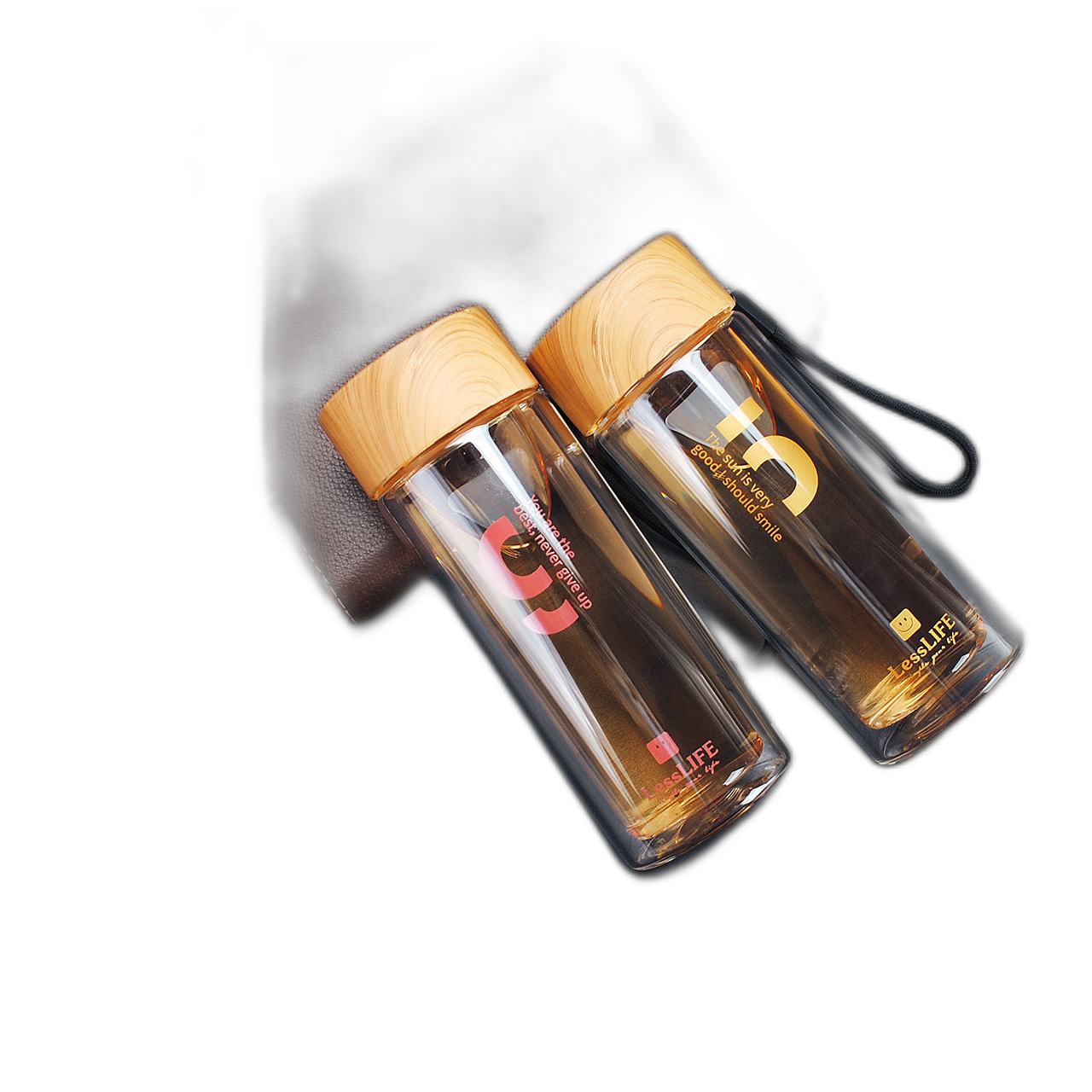 Wood Grain Water Cup, Double-Layer Glass, High Temperature Resistant ...