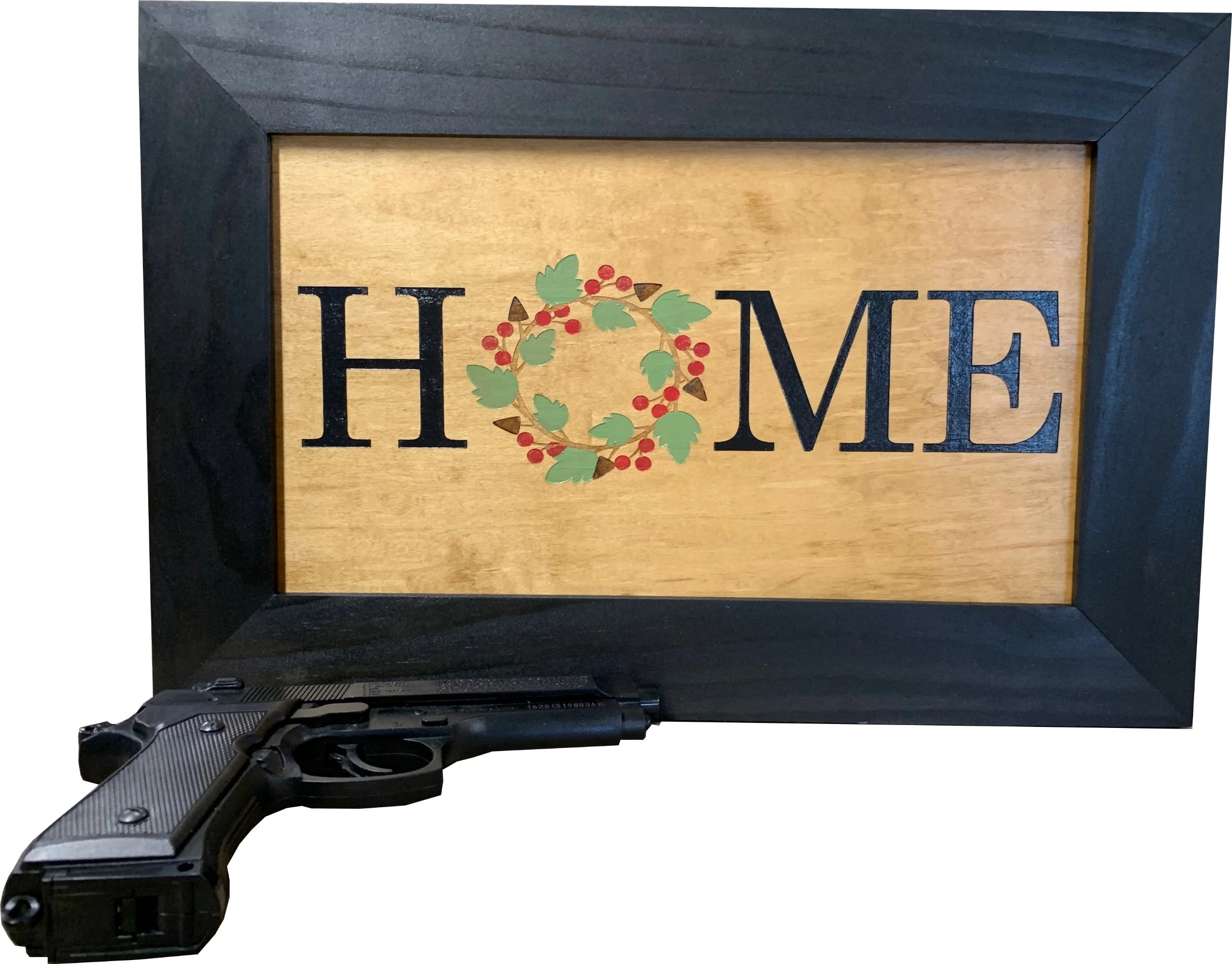 Wood Gun Cabinet Secure Wall Mountable with HOME Decorative Front by ...