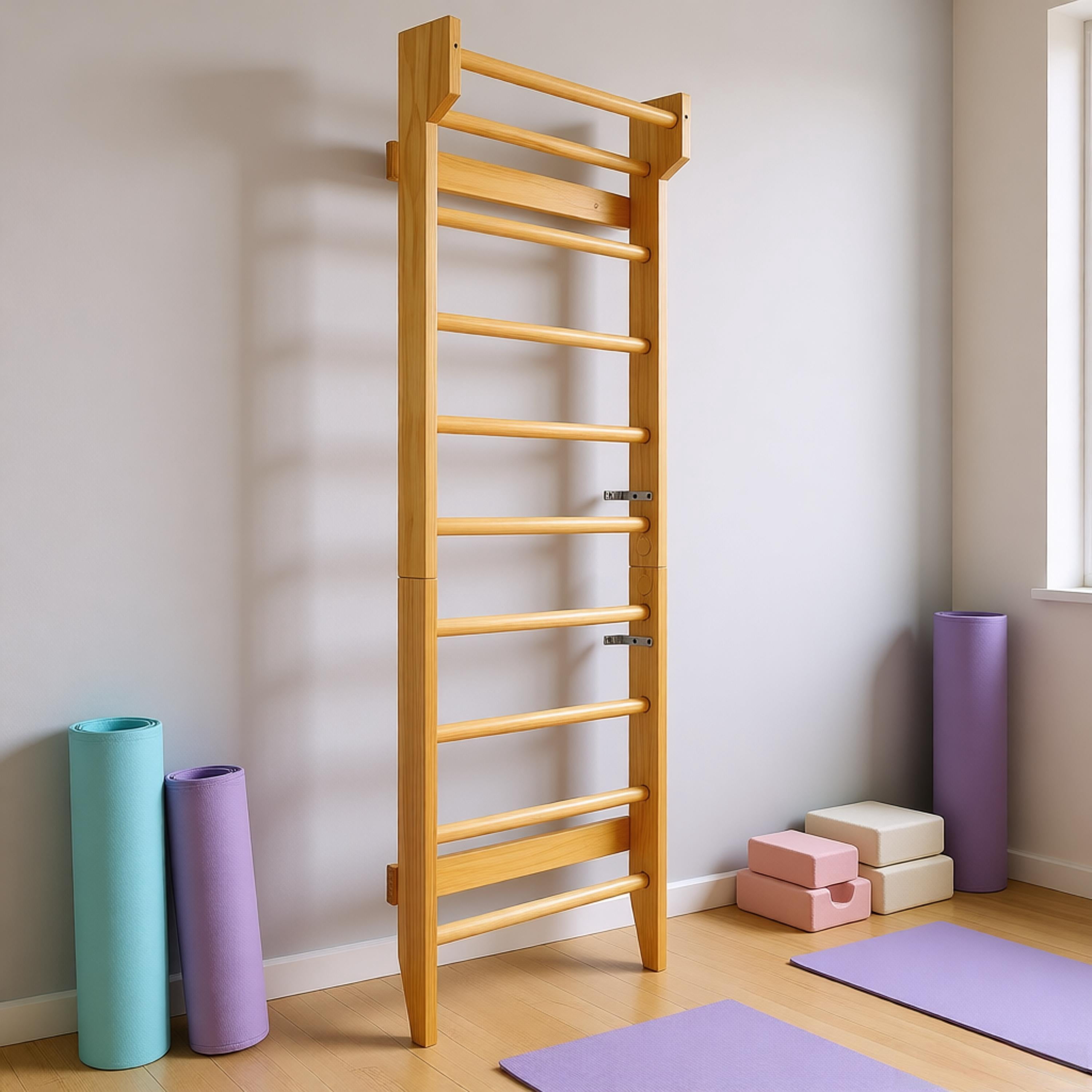 Wood Gymnastics Stall Bar Swedish Ladder Wall Mounted Pull Up Bar for ...