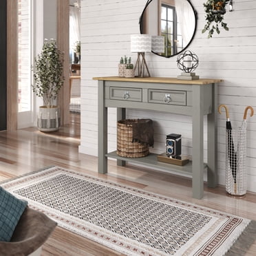 Kinbor Entry Furniture: White Wood Console Table with Drawer and ...