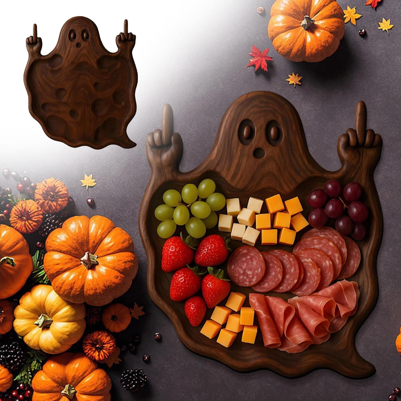 Wood Halloween Charcuterie Board, Halloween Serving Tray, Wooden Ghost ...