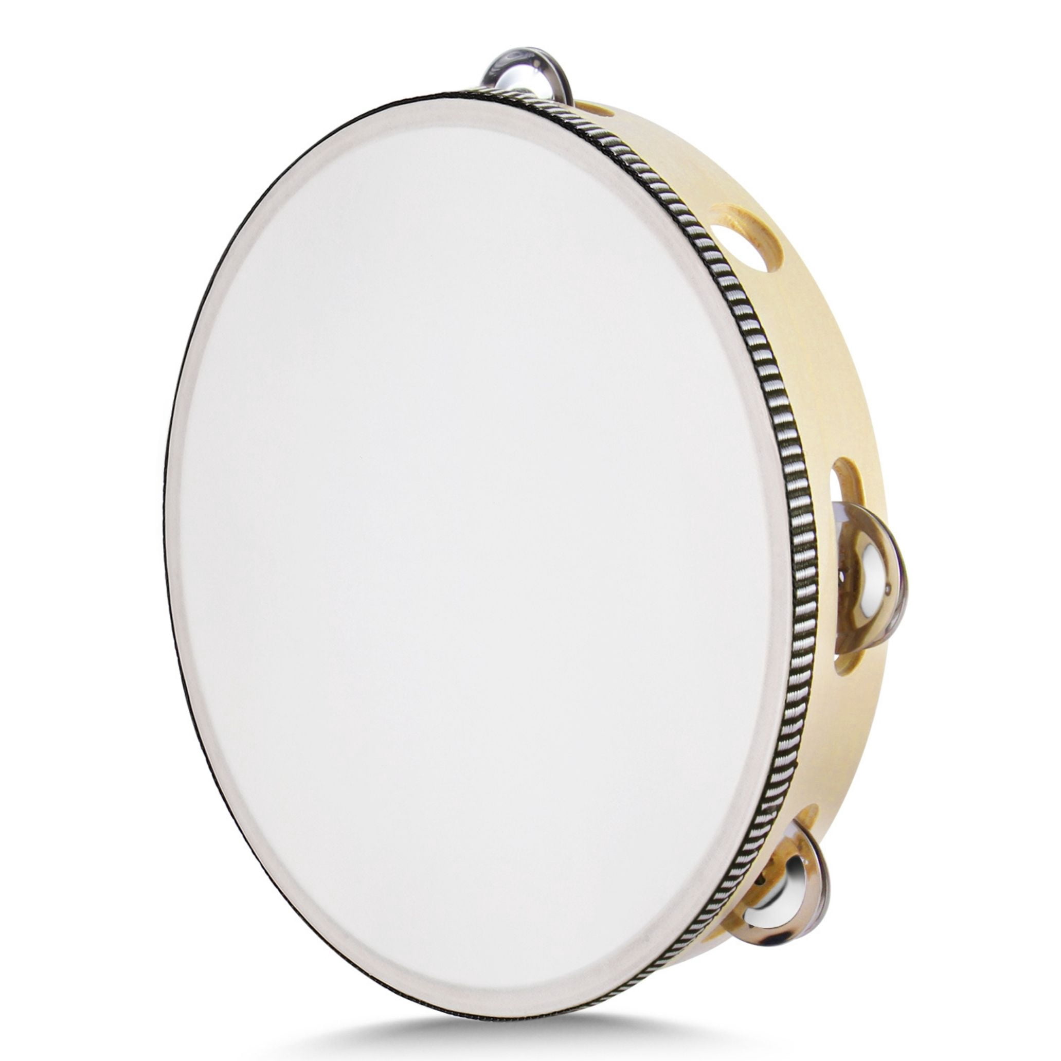 Wood Handheld Tambourine 10" Inch Single Row 8 Pair Jingles (Wood ...
