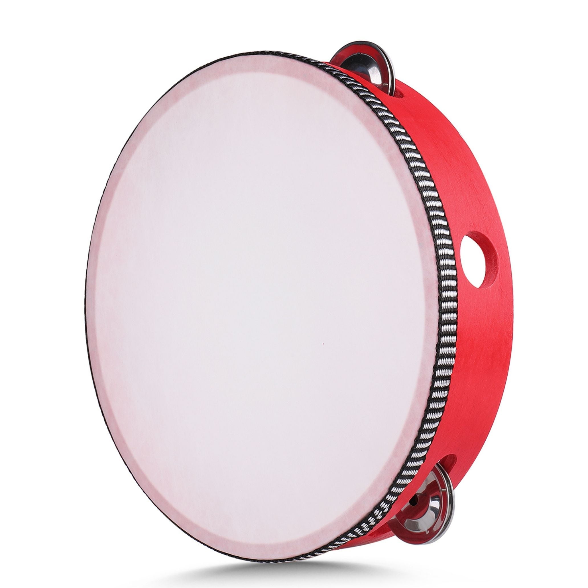 Wood Handheld Tambourine 8" Inch Single Row 8 Pair Jingles (Red) - Hand ...