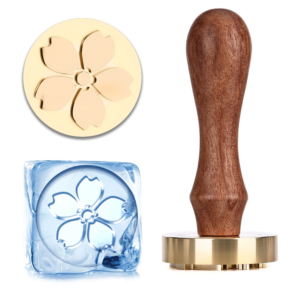 Wood Handle Ice Stamper Embossing Tool For Cocktails Chocolate Candy ...