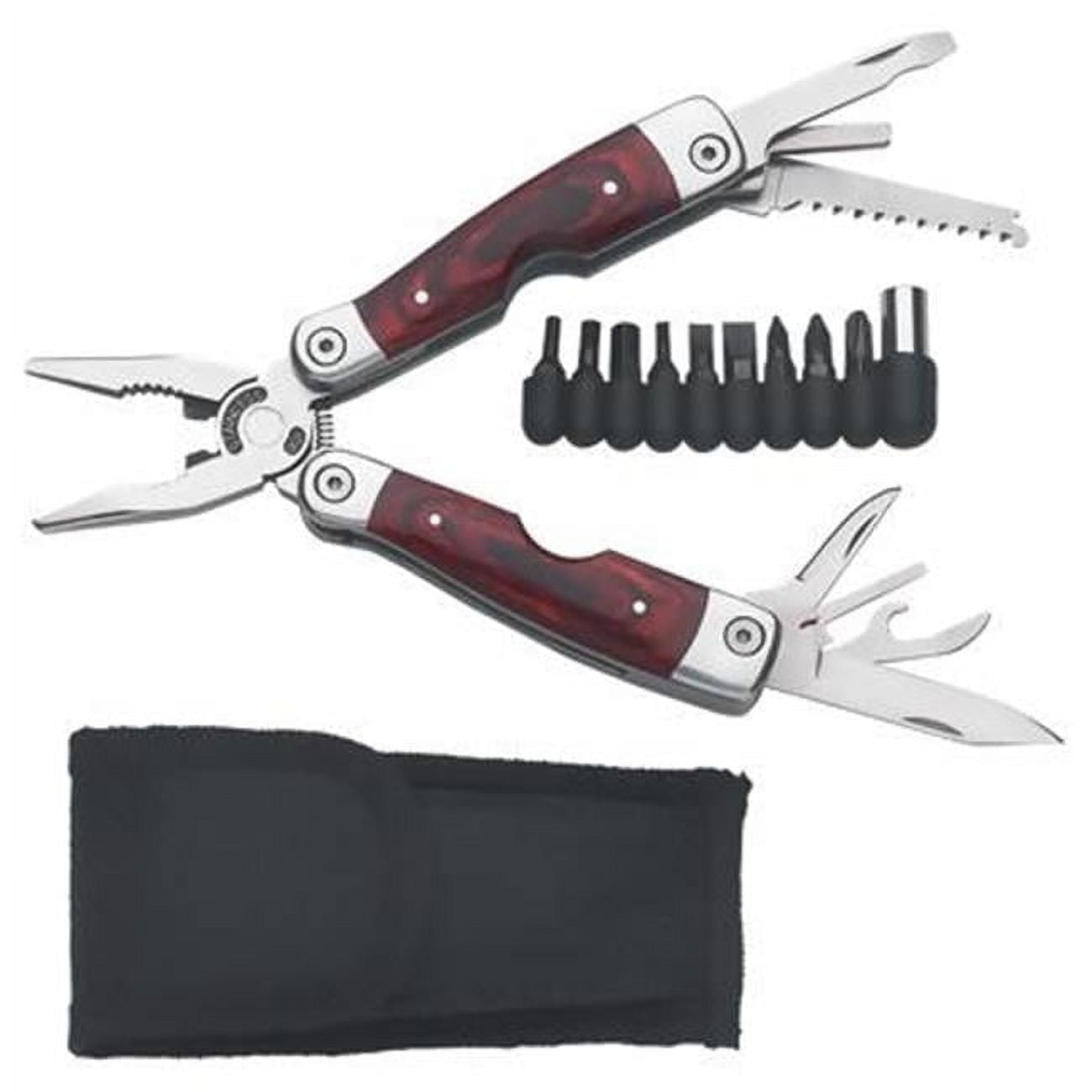Wood Handle Stainless Steel Multitool with bits and sheath - Walmart.com