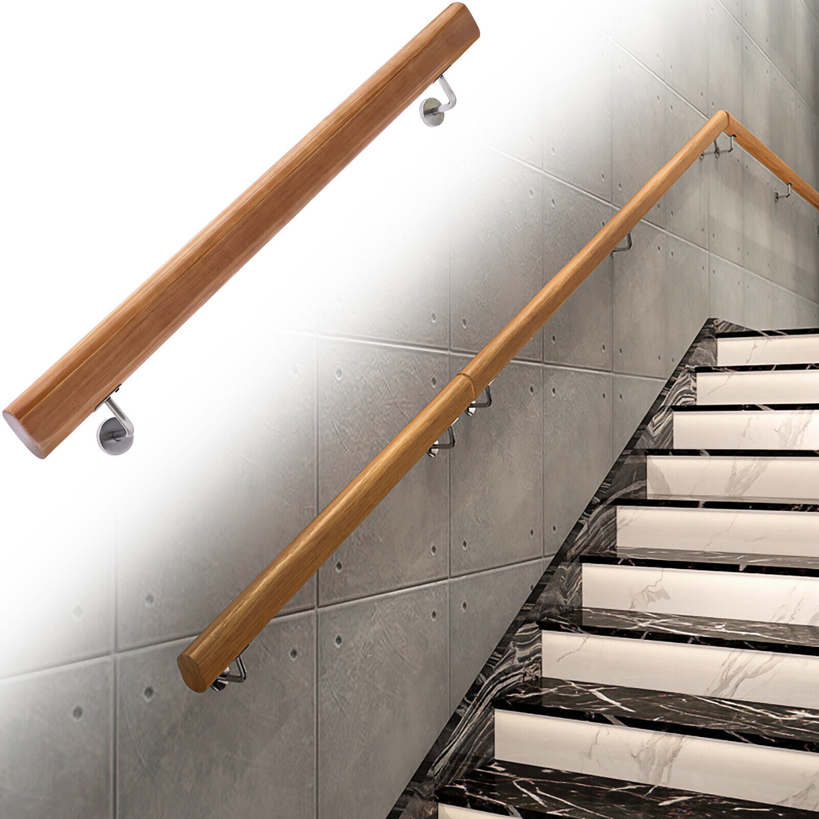 Wood Handrail For Steps Stair Railing Hand Rail Kit Non-Slip Wall Hand ...
