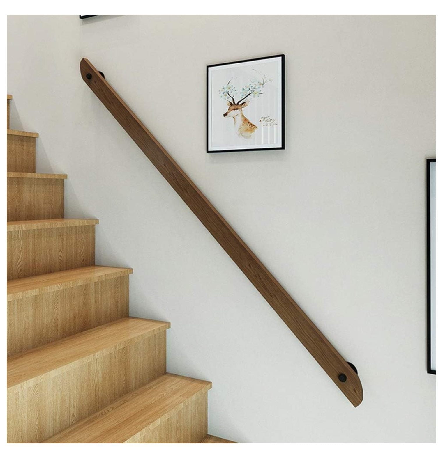 Wood Handrail Non-Slip Stair Handrail Wall Mounted Stair Railing Rustic ...