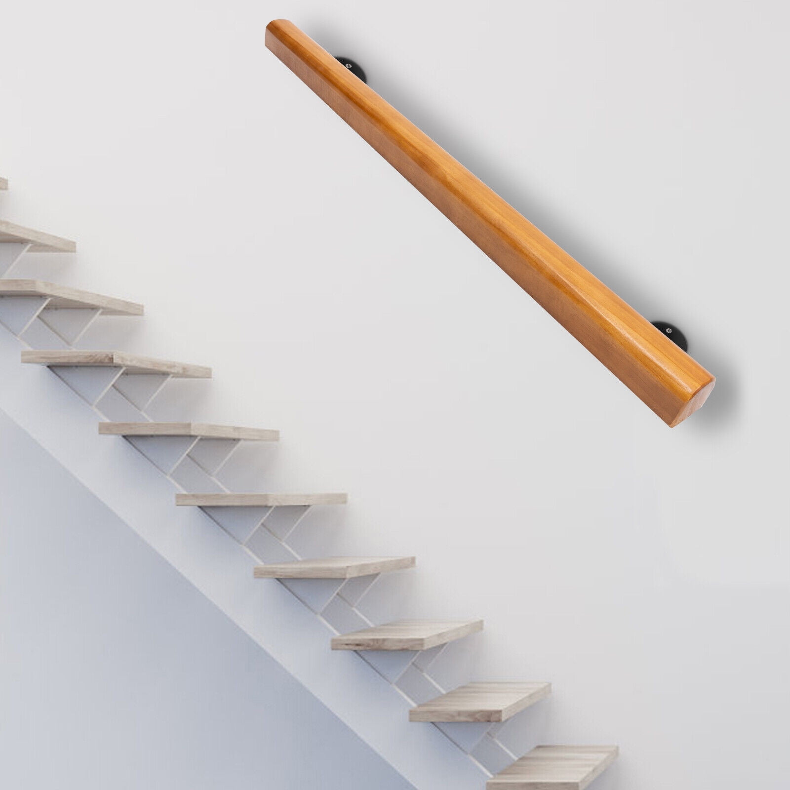 Wood Handrails For Indoor Stairs, Safety Non-Slip Stair Railing, 3ft ...