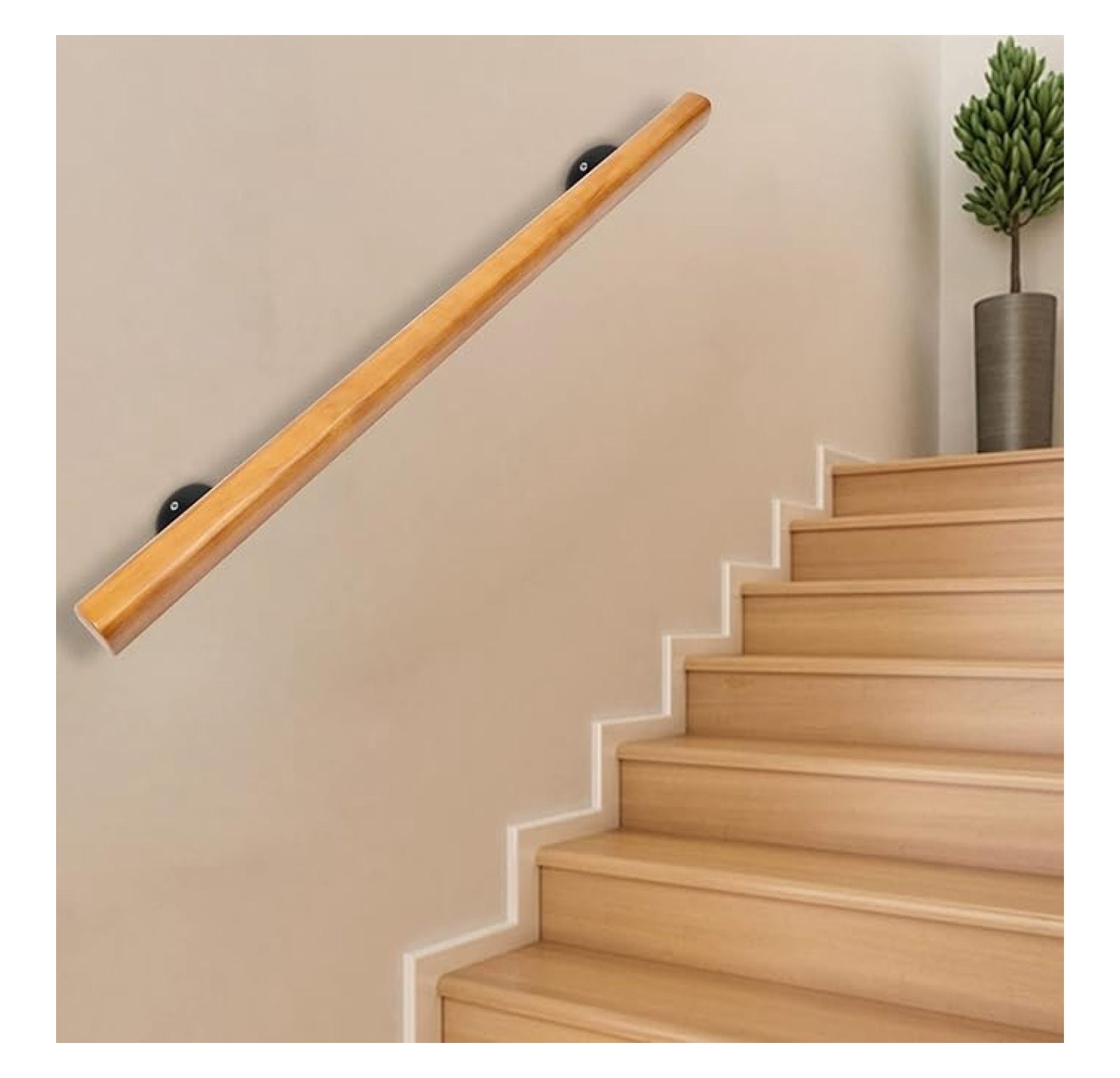 Wood Handrails for Indoor Stairs, 4Ft Safety Non-Slip Stair Railing ...