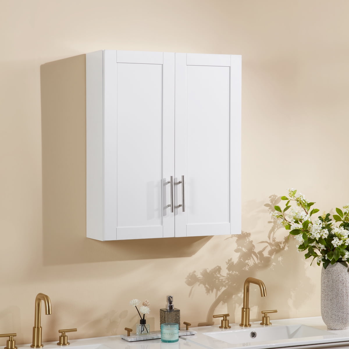 Wood Hanging Cabinet with Doors and Shelves - Walmart.com