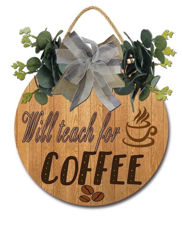 Wood Hanging Cafe Plaque Kitchen Wall Coffee Cup Home Decor Bar Office ...