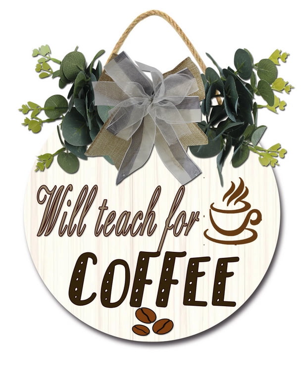 Wood Hanging Cafe Plaque Kitchen Wall Coffee Cup Home Decor Bar Office ...