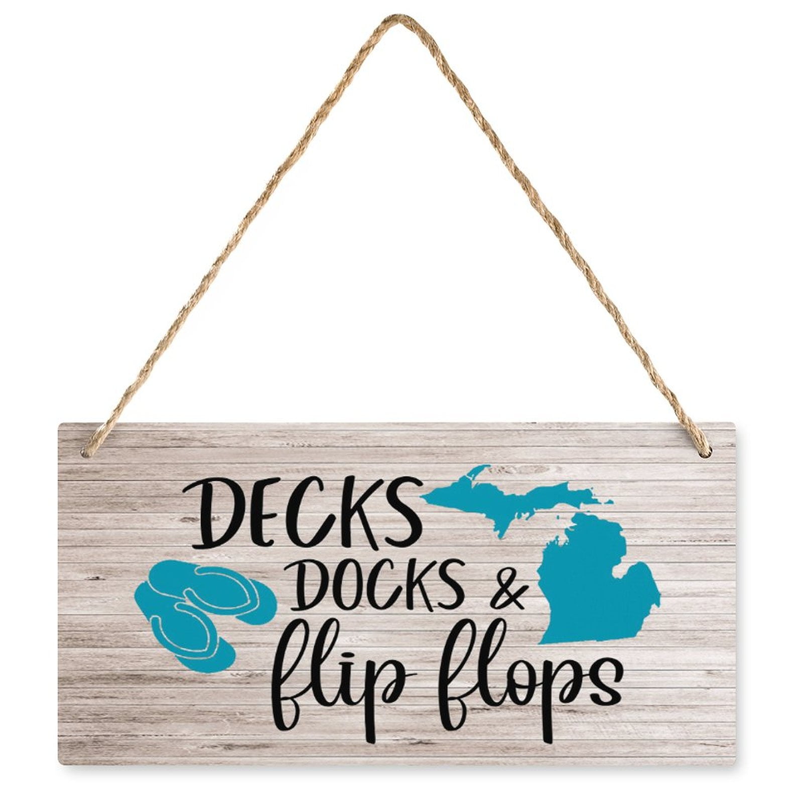 Wood Hanging Decor Sign Decks Docks And Flip Flops Funny Office Decor ...