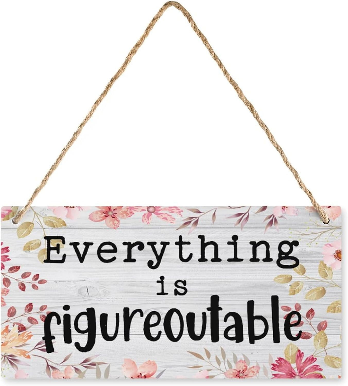 Wood Hanging Decor Sign Everything Is Figureoutable Office Desk Wood ...