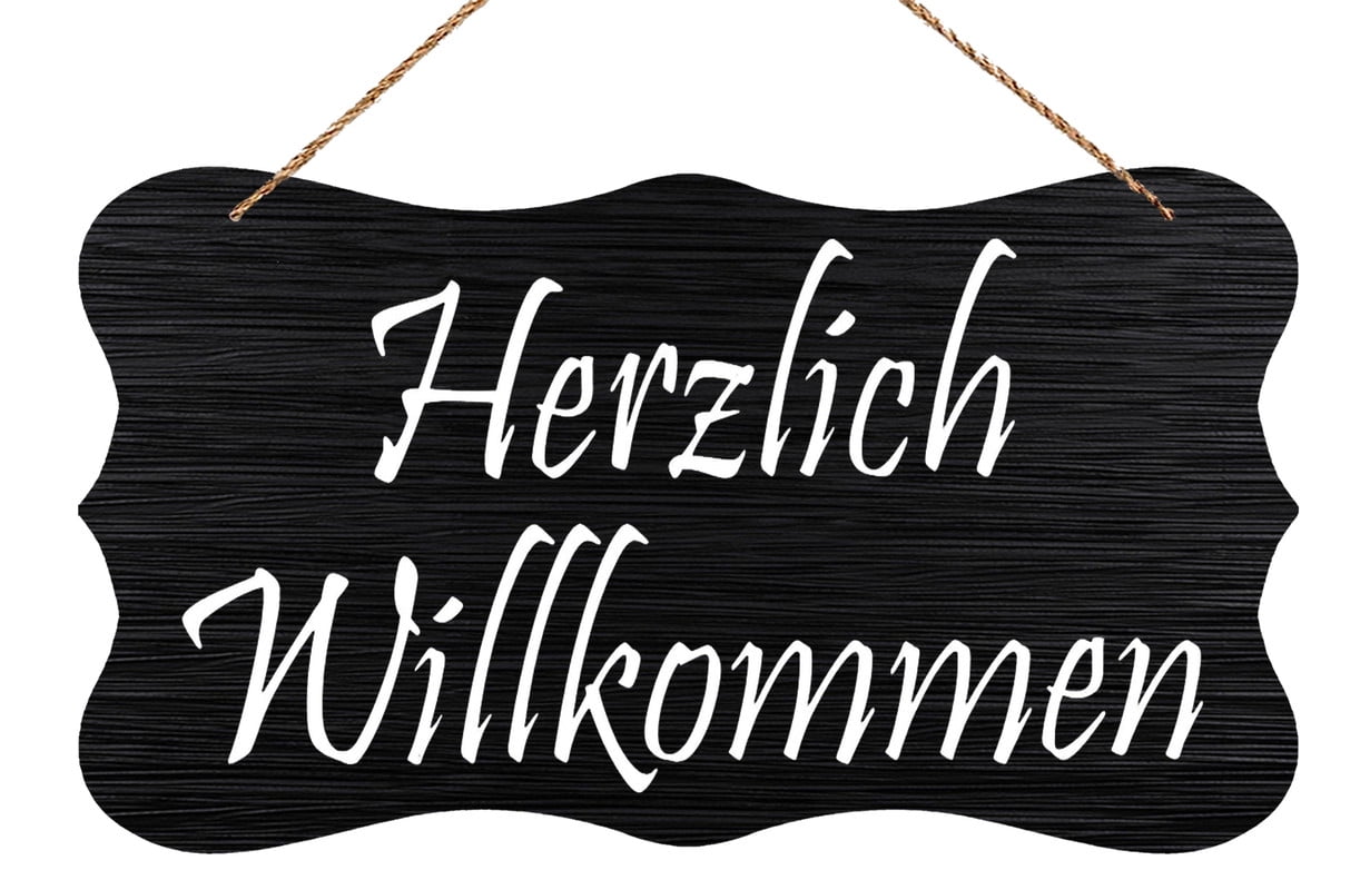 Wood Hanging Decor Sign Herzlich Willkommen Wood German Welcome Sign ...