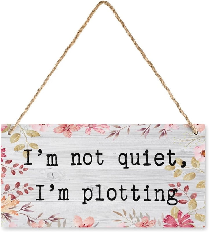 Wood Hanging Decor Sign I'm Not Quiet I'M Plotting Office Desk Wood ...
