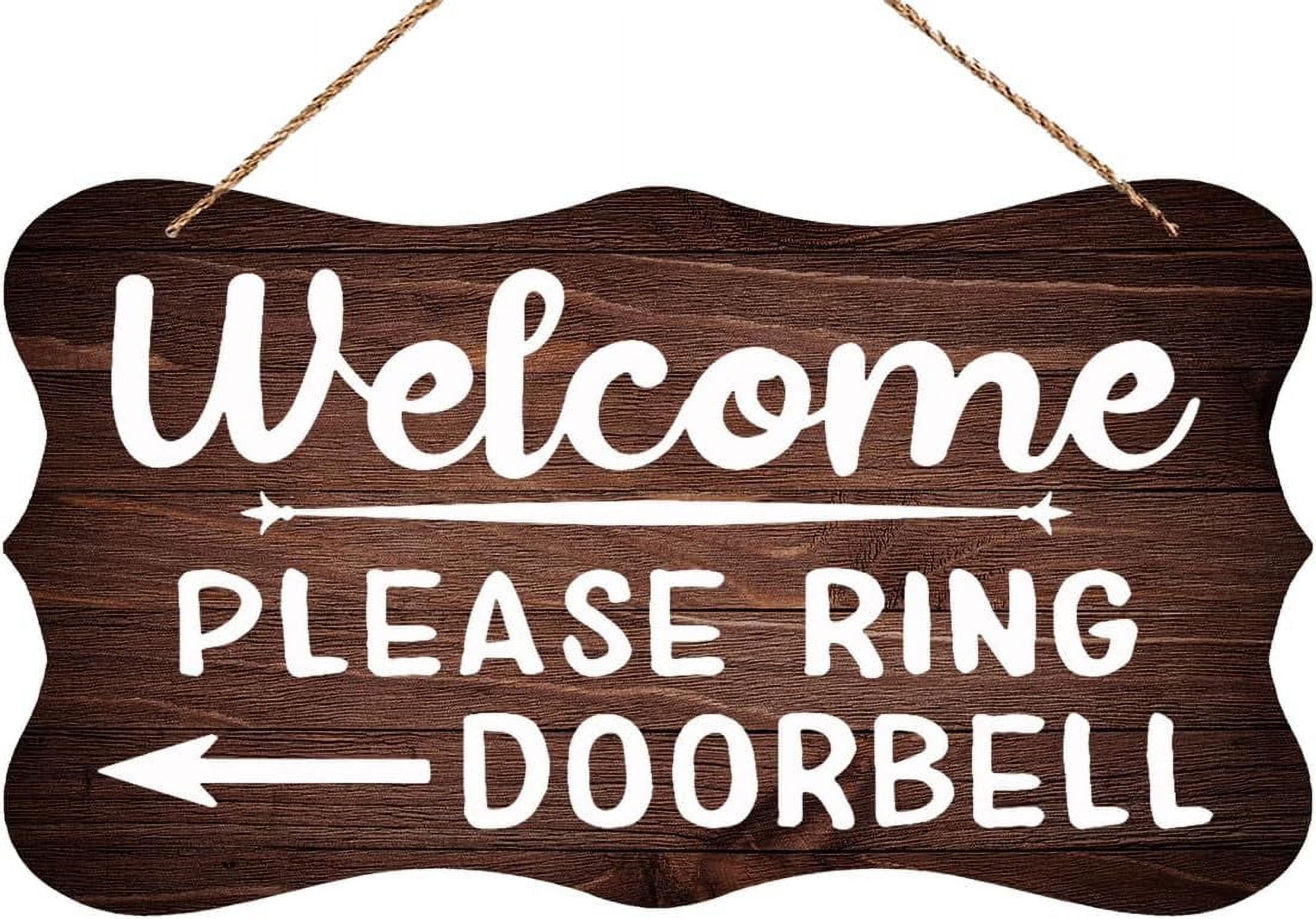 Wood Hanging Decor Sign Welcome Sign Please Ring Doorbell Sign With ...