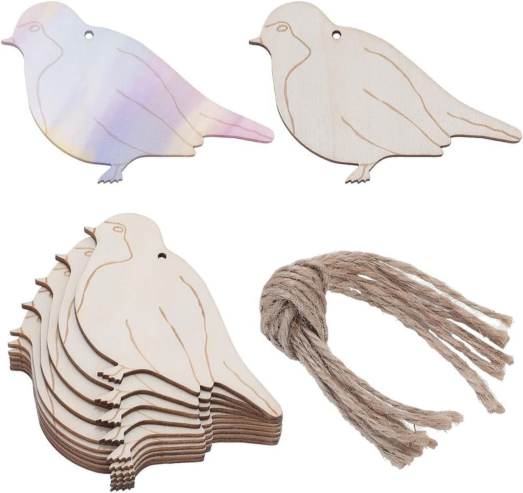 Wood Hanging Pendant Decorations with Jute Cord Bird 72x105x3mm ...