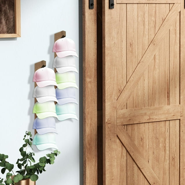 Wood Hat Storage Organizer Smooth Cap Hanger Space Saving Hat Rack ...