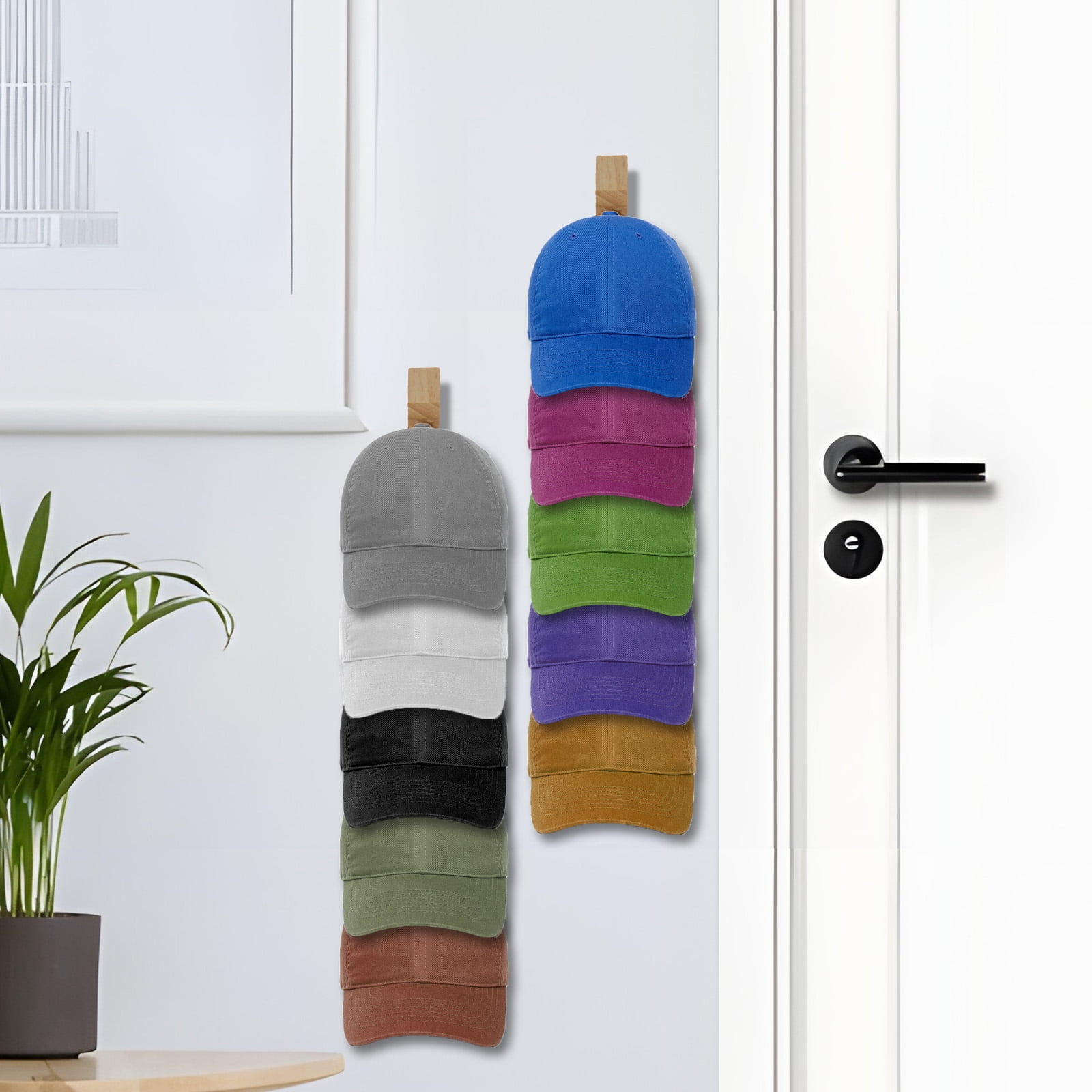 Wood Hat Storage Organizer Smooth Cap Hanger Space Saving Hat Rack ...