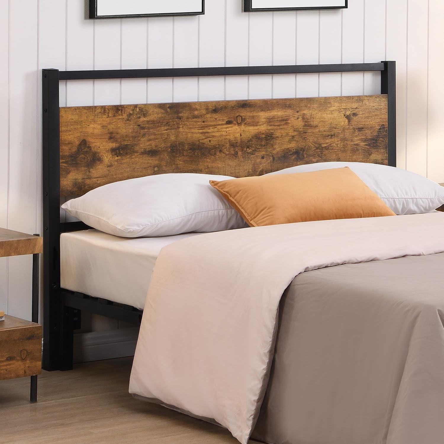 Wood Headboard Full Size Bed, Easy Assembly Headboard with Rustic Solid ...