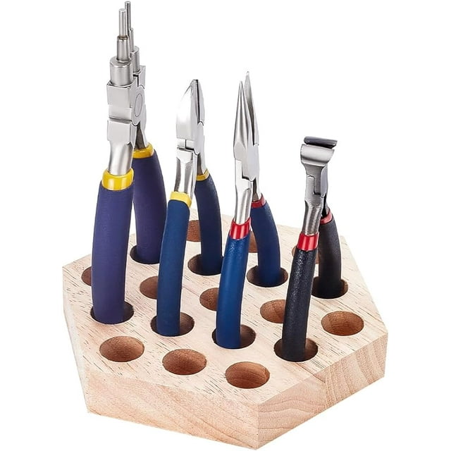 Wood Hexagon Pliers 19-Hole Storage Plate 4.9x5.6x0.9Inch Wooden Plier ...