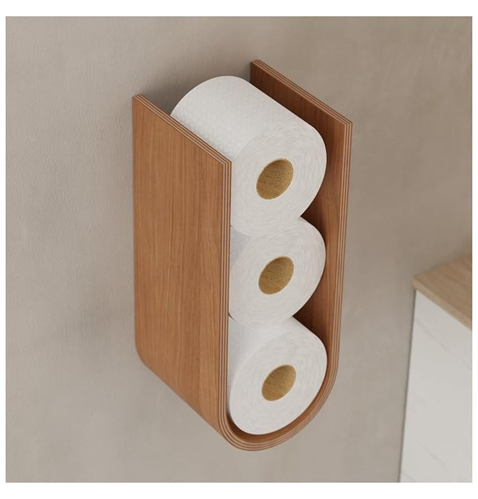 Wood Holder Wall Mount for Multiple Rolls, Spare TP Roll Shelving ...