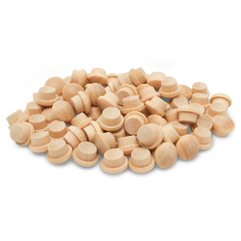 Wood Hole Plugs 1/4 inch, Pack of 100 Maple Button Top Wood Plugs for ...