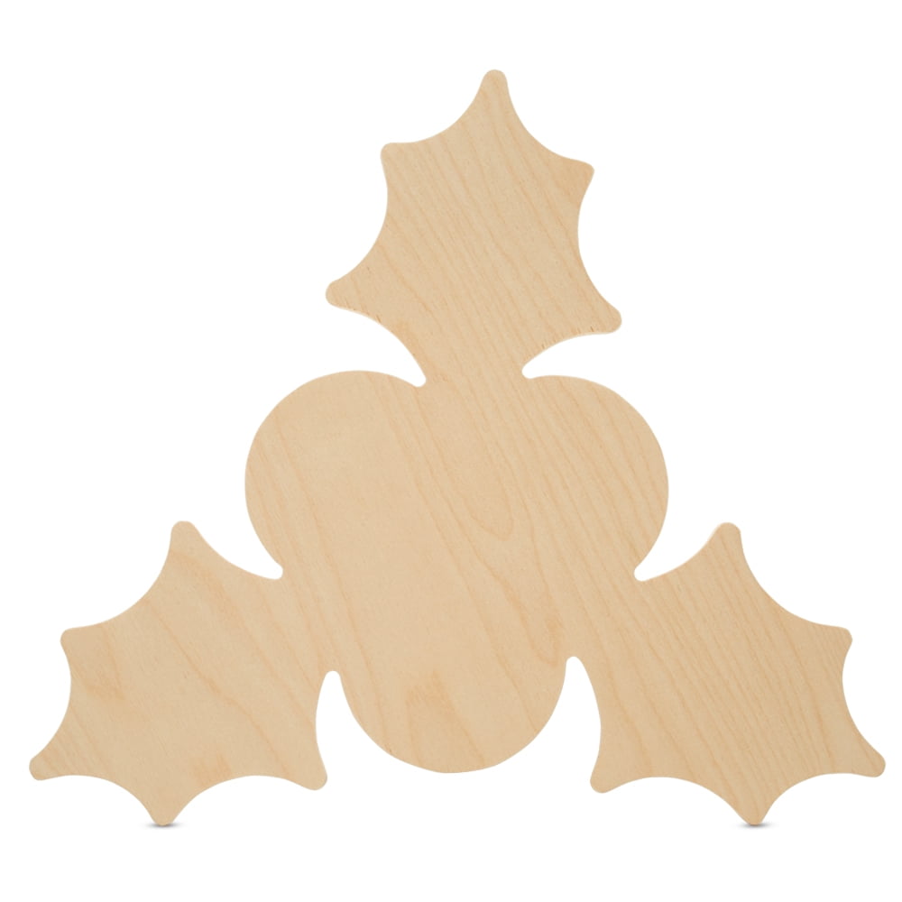 Wood Holly Cutout 12-inch x 12-inch, Pack of 6 Unfinished Wood Crafts ...