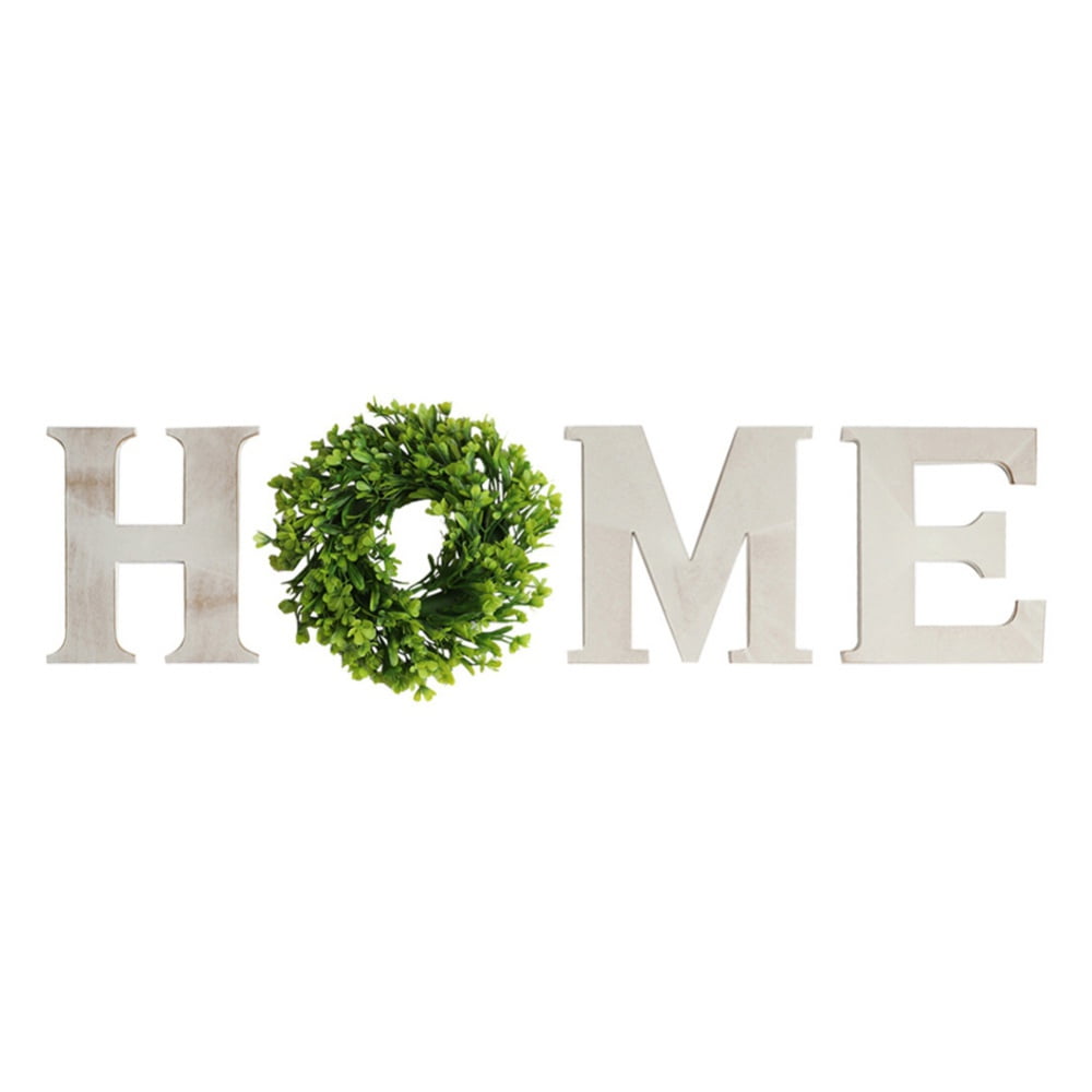 Wood Home Sign for Wall Decor Wooden Home Letters with Wreath ...