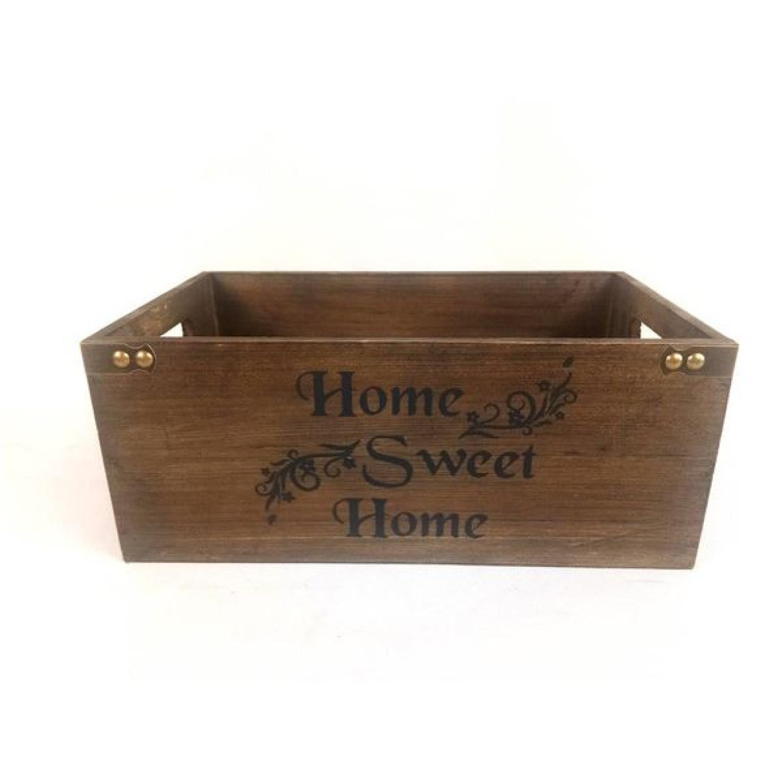 Wood "Home Sweet Home" With Metal Brackets And Side Handles Crate ...