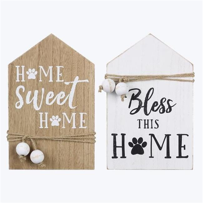 Wood House-Shaped Pet Tabletop Sign with Blessing Bead, Assorted Color ...