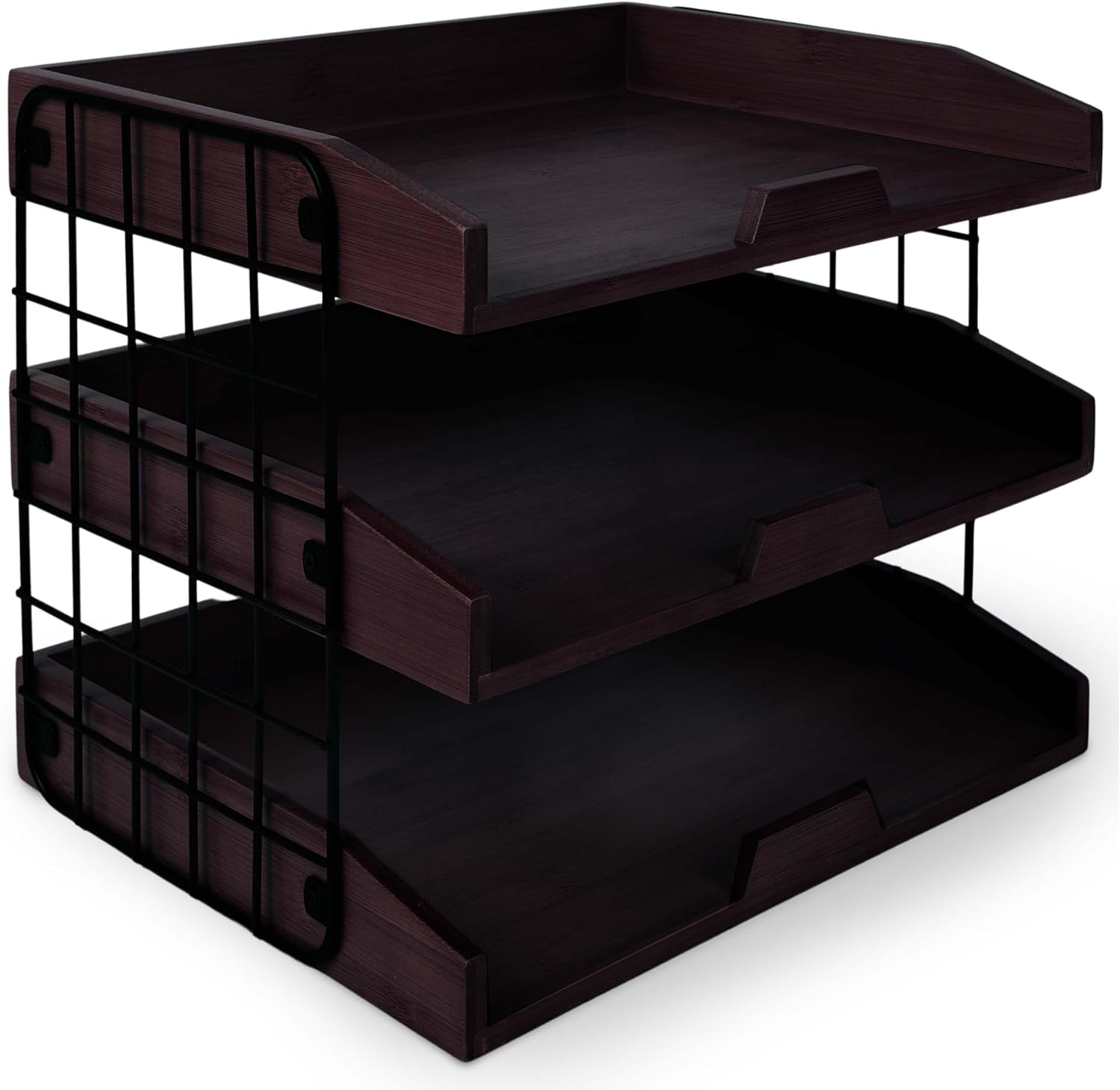 Wood Inbox Tray - Sturdy Letter Tray Desk Organizer, 3 Tier Wooden ...