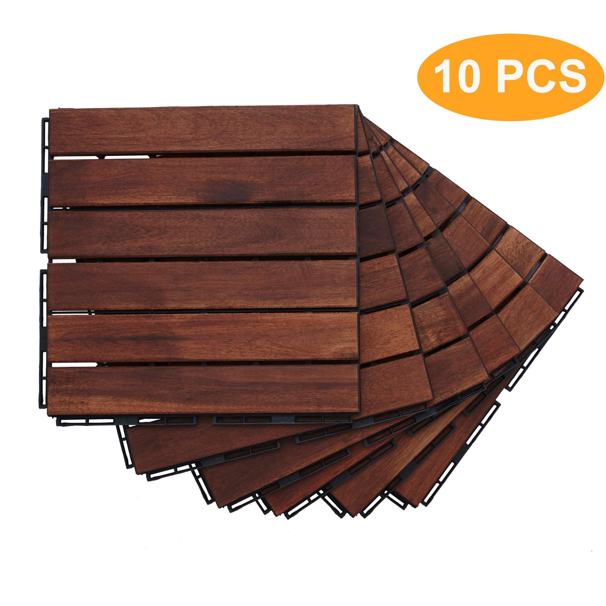 Patio Deck Tiles, Legahome 12 x 12 inches Wood Interlocking Deck Tiles ...